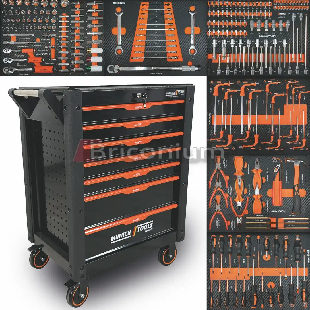 Servante atelier Munich Tools 7 tiroirs dont 6 outillés ORA - Briconium